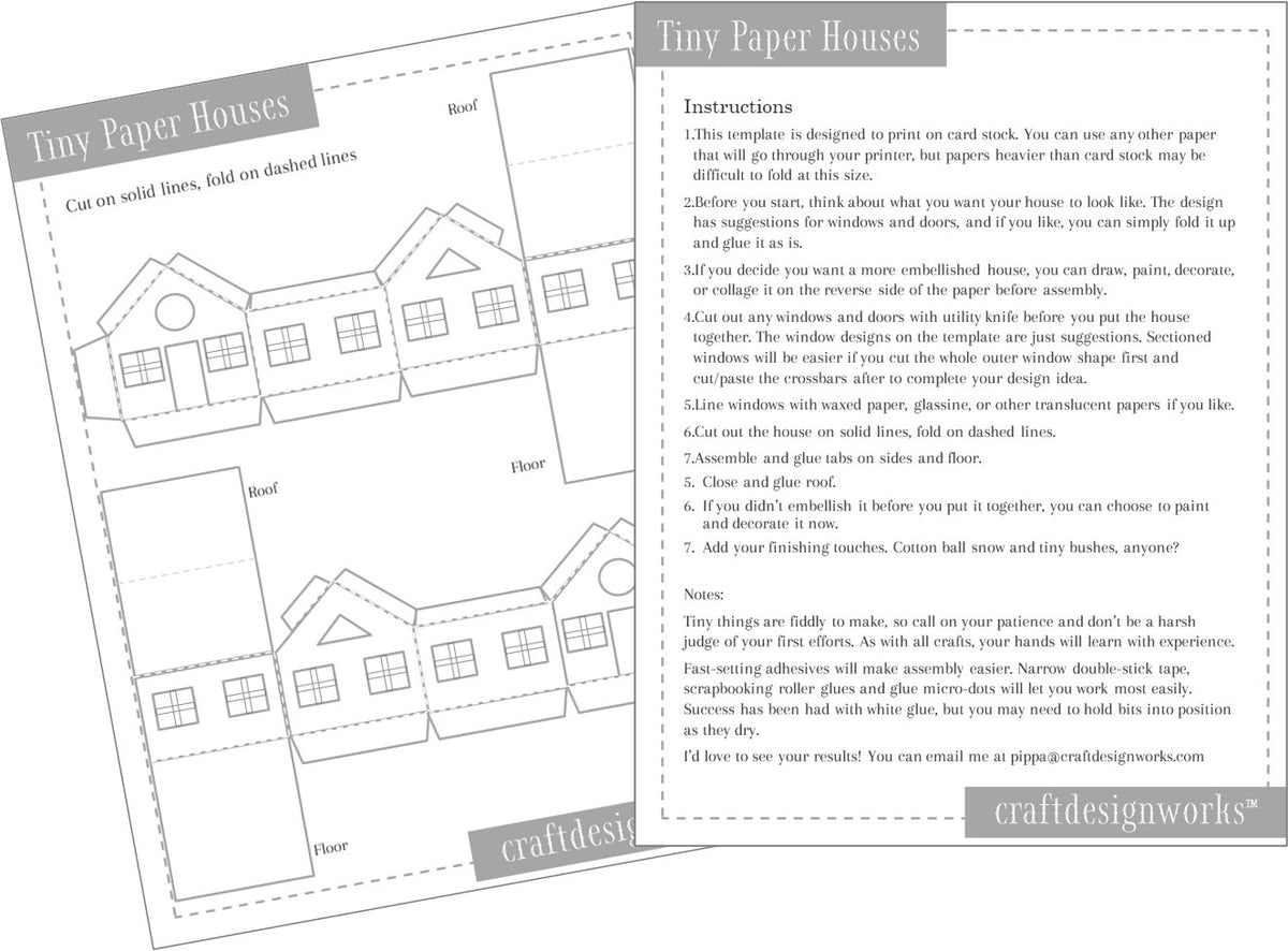 Tiny Paper House - Free Printable – Craftdesignworks